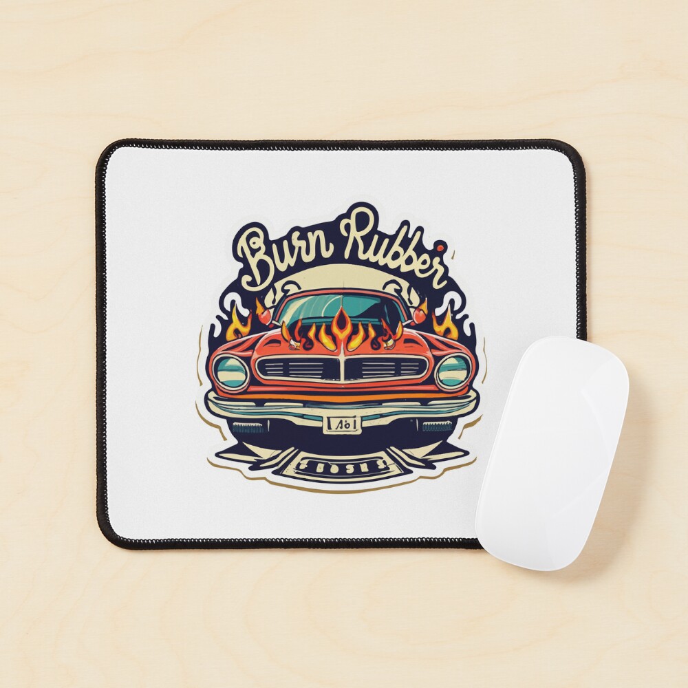 "Classic Muscle Car 'Burn Rubber' Retro Design" Sticker for Sale by ...