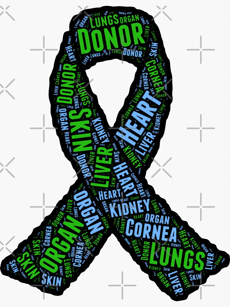"Organ Donation Living Donor Green and Blue Word Cloud Ribbon " Sticker ...