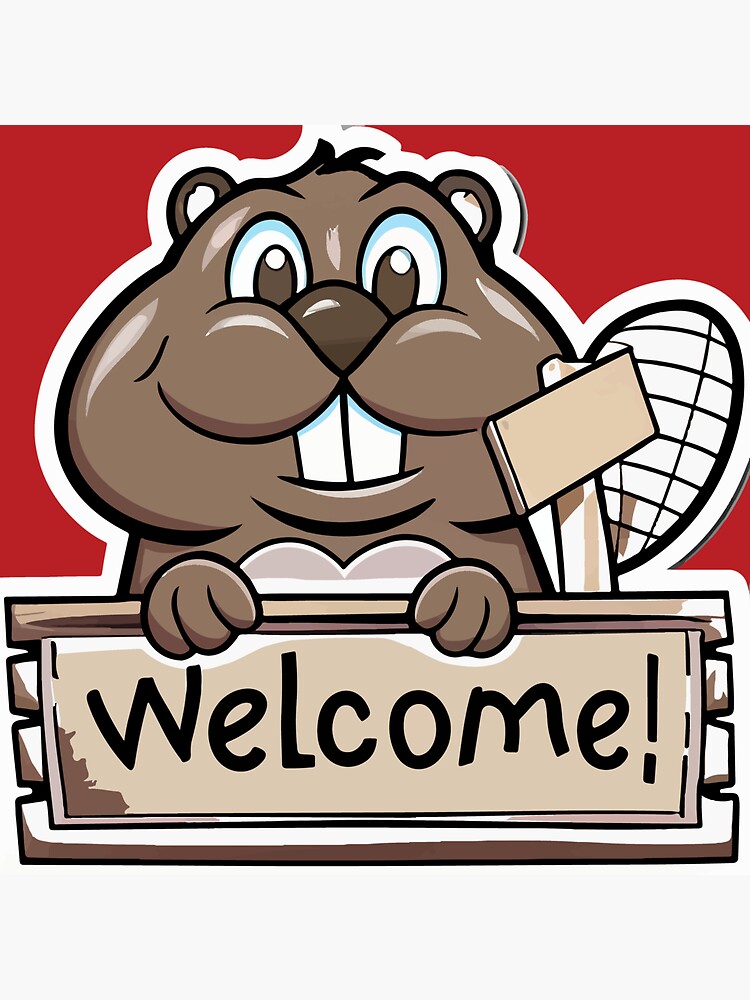 "Cute Beaver Welcome Sign Illustration" Sticker for Sale by NiftyWrx ...
