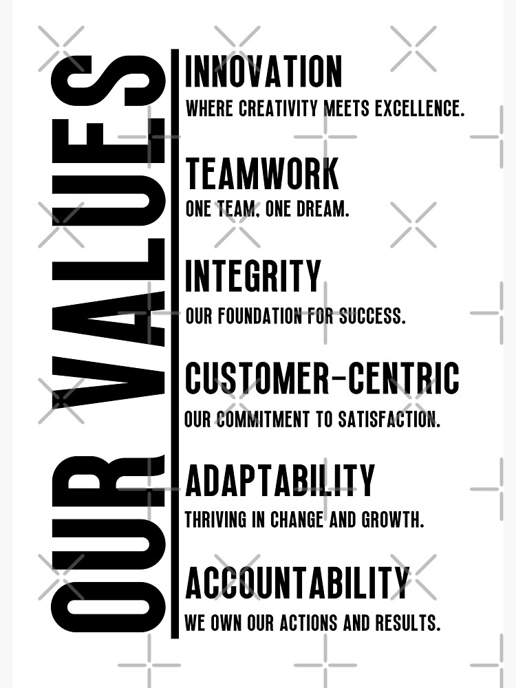 "Our Values" Poster for Sale by OnePopArt | Redbubble