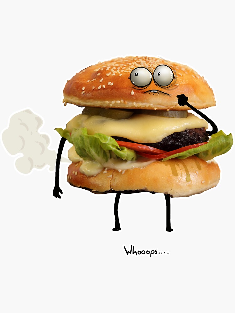 "Whoops, cheeseburger fart" Sticker for Sale by DanielHurd | Redbubble
