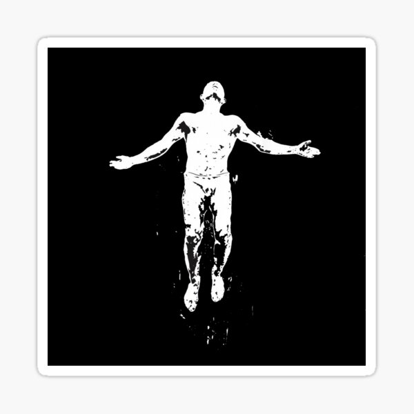 "Stencil drawing of a genderless body floating in midair in the style ...