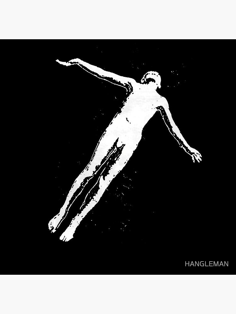 "3. Stencil drawing of a genderless body floating in midair in the ...