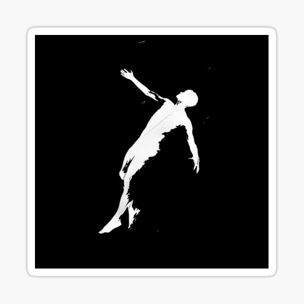 "2. Stencil drawing of a genderless body floating in midair in the ...