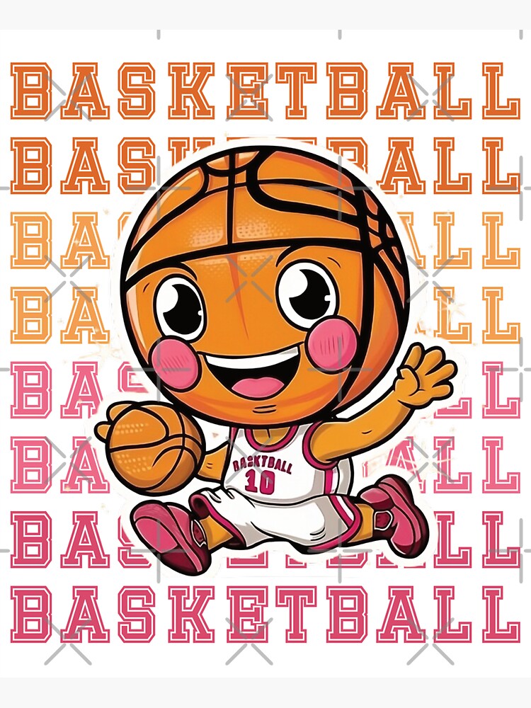 "Cute Kawaii Basketball" Sticker for Sale by Rhu Creations | Redbubble