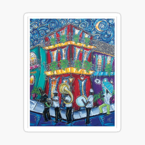 "NOLA Jazz Nights" Sticker for Sale by EmilyKnatzerArt | Redbubble