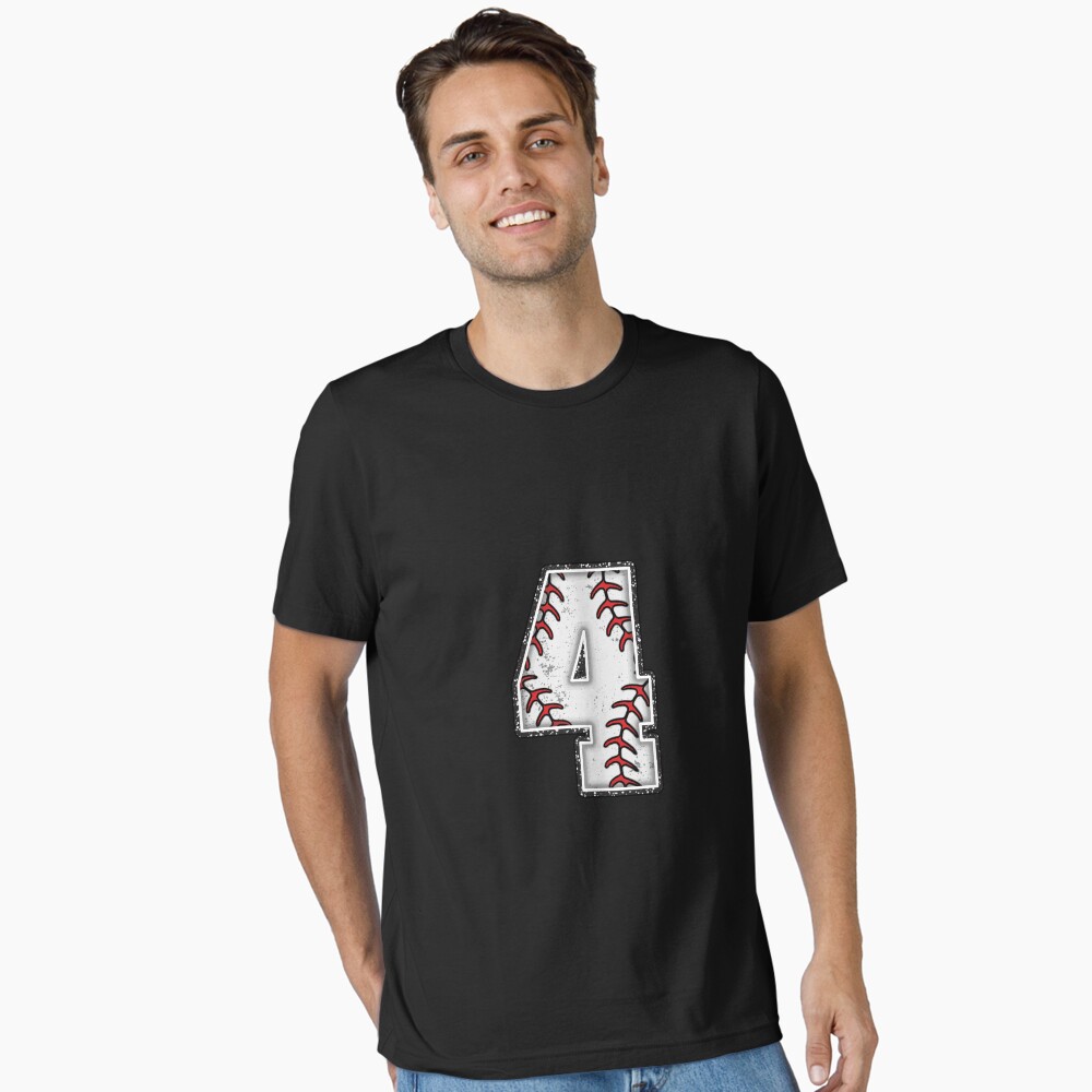"baseball number 4" Sticker for Sale by creativechaster | Redbubble