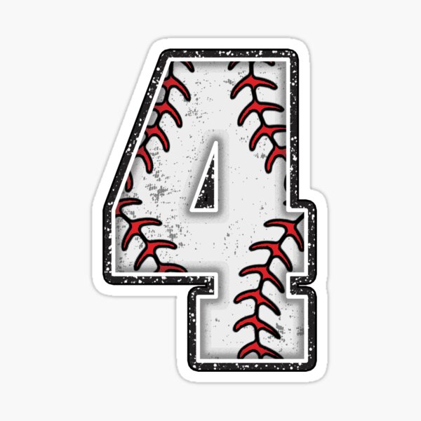 "baseball number 4" Sticker for Sale by creativechaster | Redbubble