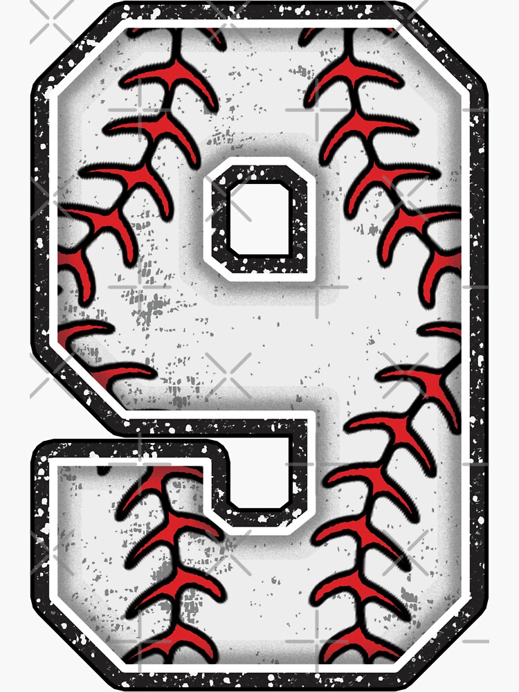 "baseball number 9" Sticker for Sale by creativechaster | Redbubble