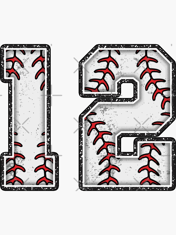"baseball number 12" Sticker for Sale by creativechaster | Redbubble