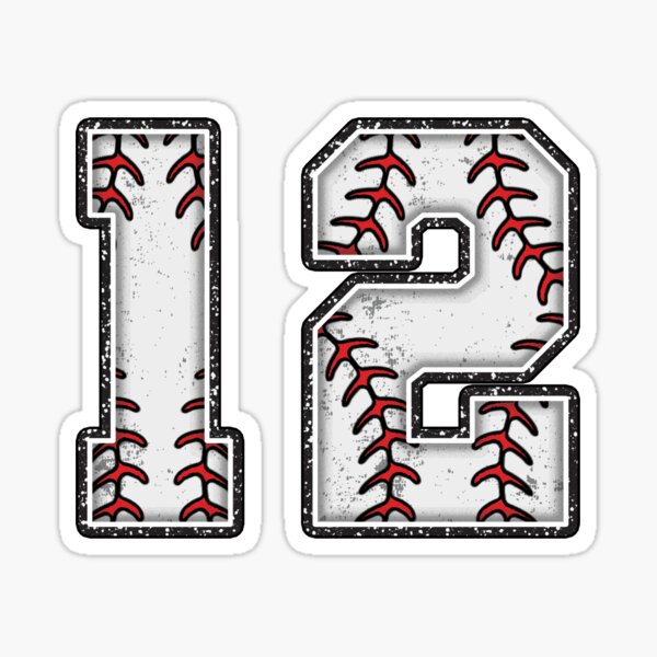 "baseball number 12" Sticker for Sale by creativechaster | Redbubble
