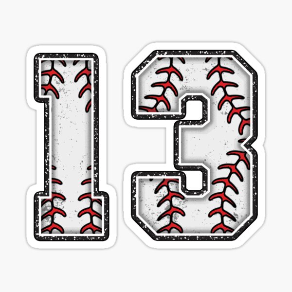 "baseball number 13" Sticker for Sale by creativechaster | Redbubble