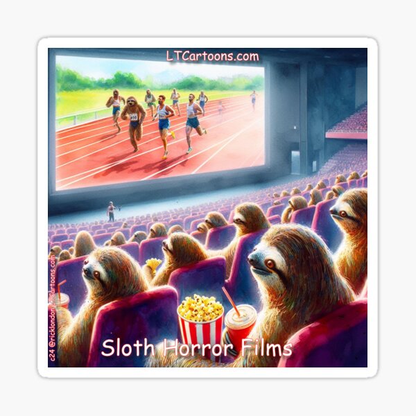 "Sloth Horror Films" Sticker for Sale by Rick London | Redbubble