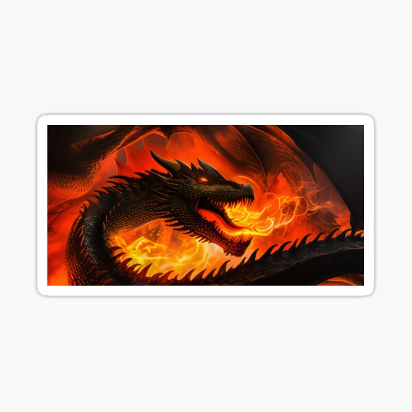 "Dragon Fire: Dragonfire Red And Black Dark Fantasy" Sticker for Sale ...