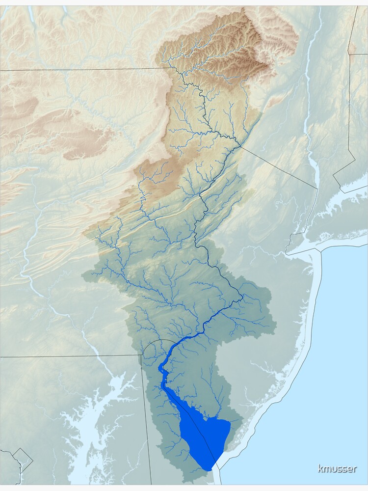 "Delaware River Watershed Map - Raw Landscape" Sticker by kmusser ...