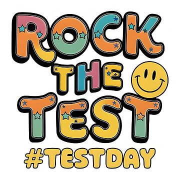 "Rock The Test Testing Day Retro Motivational Teacher Student" Sticker ...