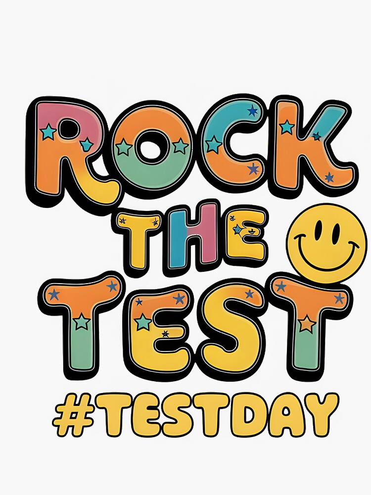 "Rock The Test Testing Day Retro Motivational Teacher Student" Sticker ...