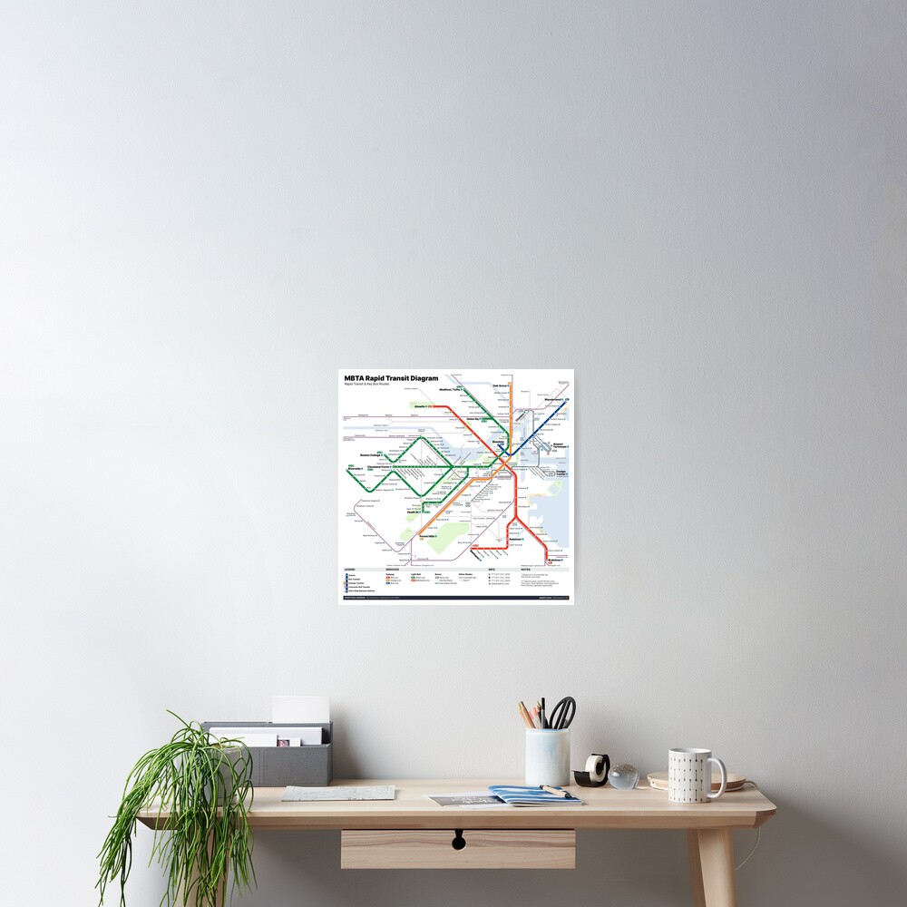 "MBTA Rapid Transit Map [Light]" Sticker for Sale by Pretzel-Express ...