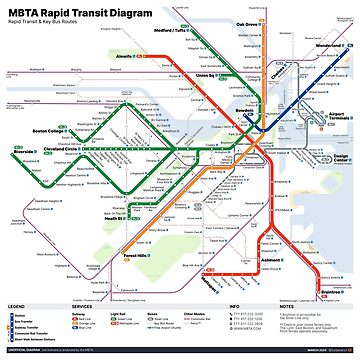 "MBTA Rapid Transit Map [Light]" Poster for Sale by Pretzel-Express ...