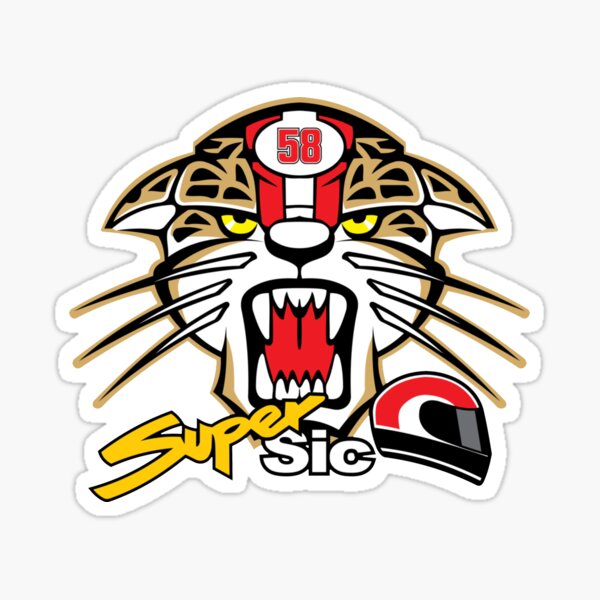 "Marco Simoncelli Super Sic Tiger" Sticker for Sale by StudioMania ...