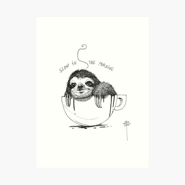 "Sloth coffee" Art Print by remypelletier | Redbubble