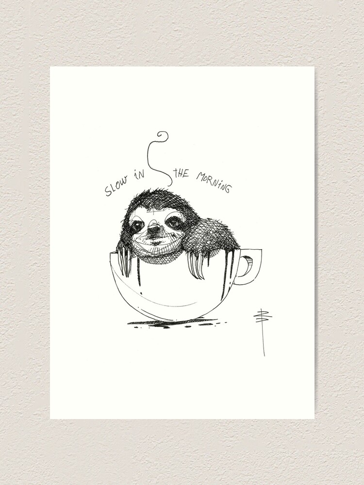 "Sloth coffee" Art Print by remypelletier | Redbubble