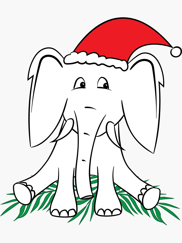 "Christmas White Elephant Exchange Elephant Illustration" Sticker for ...
