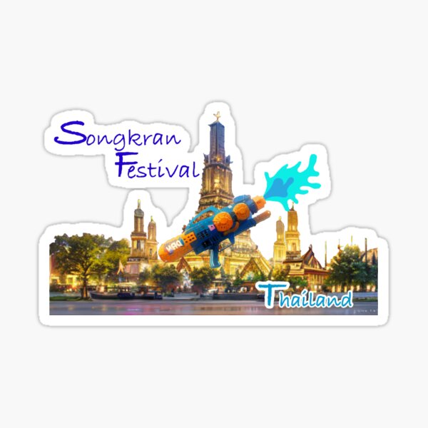 "Songkran Water Gun" Sticker for Sale by sanyamangme | Redbubble