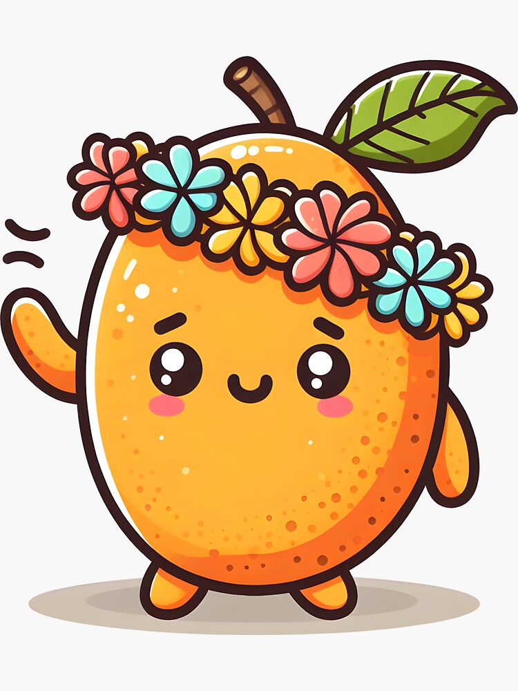 "Kawaii Mango With A Hawaiian Lei" Sticker for Sale by CanvasCutie ...
