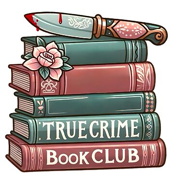 "True Crime Book Club Enthusiast Stack of Books with Knife Design ...