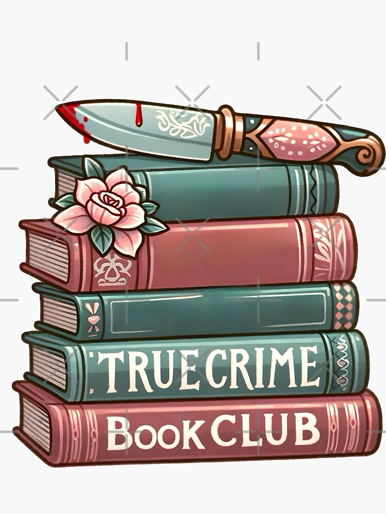 "True Crime Book Club Enthusiast Stack of Books with Knife Design ...