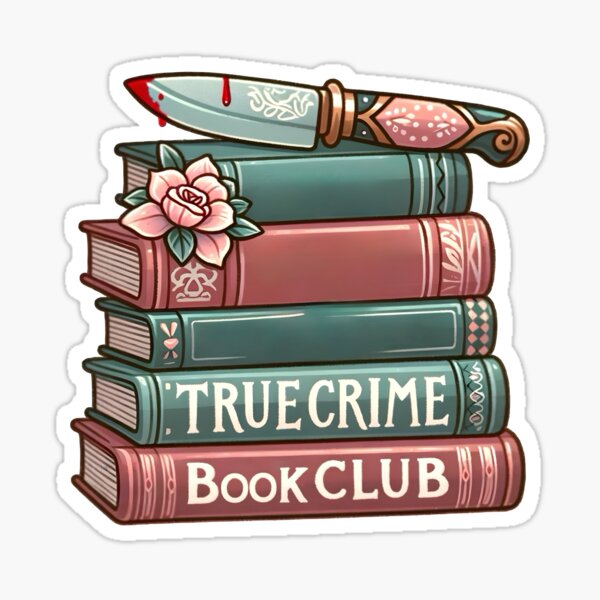 "True Crime Book Club Enthusiast Stack of Books with Knife Design ...