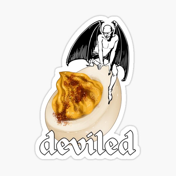 "Edgy and Fun Black and White Devil Sitting on a Delicious Deviled Egg ...