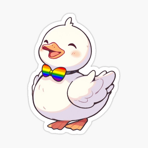 "Cute Ducky with LGBTQIA++ Pride Flag Bow Tie, Kawaii Rainbow Pride ...