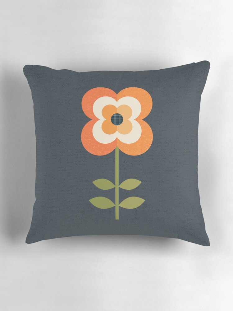 "Retro Flower - Orange and Charcoal" Pillow for Sale by daisy-beatrice ...