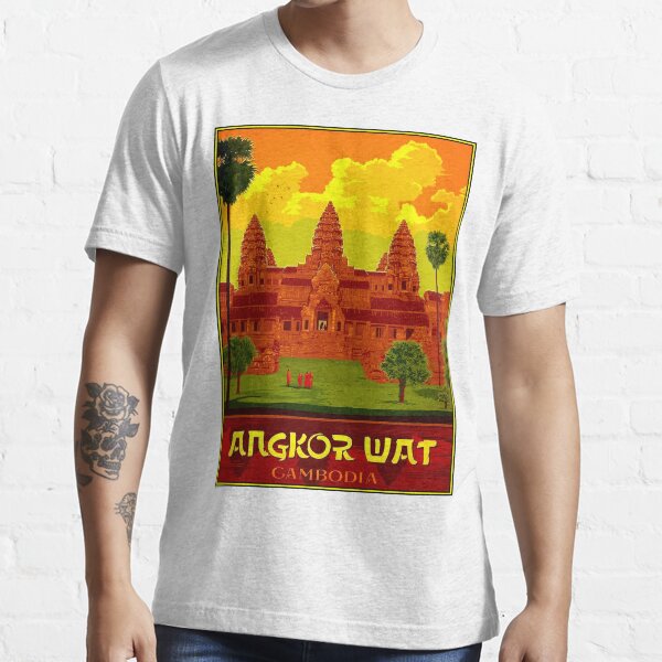 "ANGKOR WAT : Vintage Cambodia Temple Print" T-shirt for Sale by ...