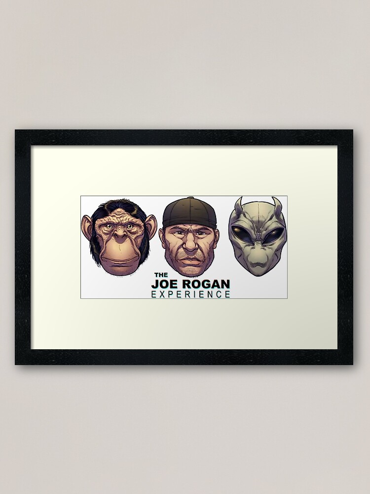 "Joe Rogan experience featuring the monkey and alien art" Framed Art ...