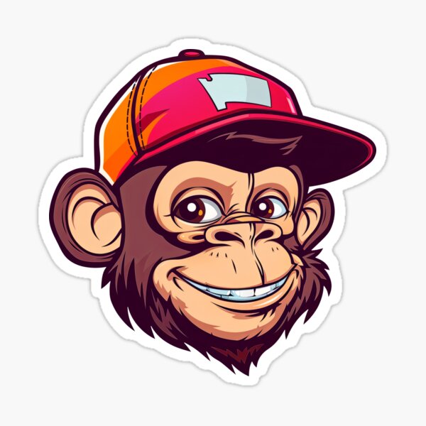 "Smug monkey wearing red baseball hat" Sticker for Sale by Jonatoons ...