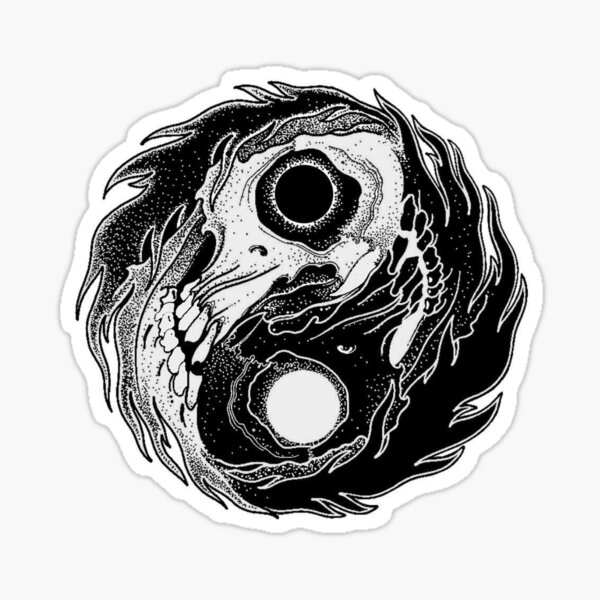 "Balance Skull Yin Yang" Sticker by MJTesfaye | Redbubble