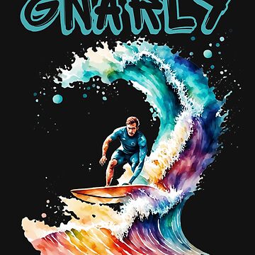 "Colorful Large Wave Gnarly Surfer" Sticker for Sale by AlienOccupation | Redbubble