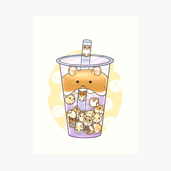 "Hamster boba tea" Art Print for Sale by pawlove | Redbubble