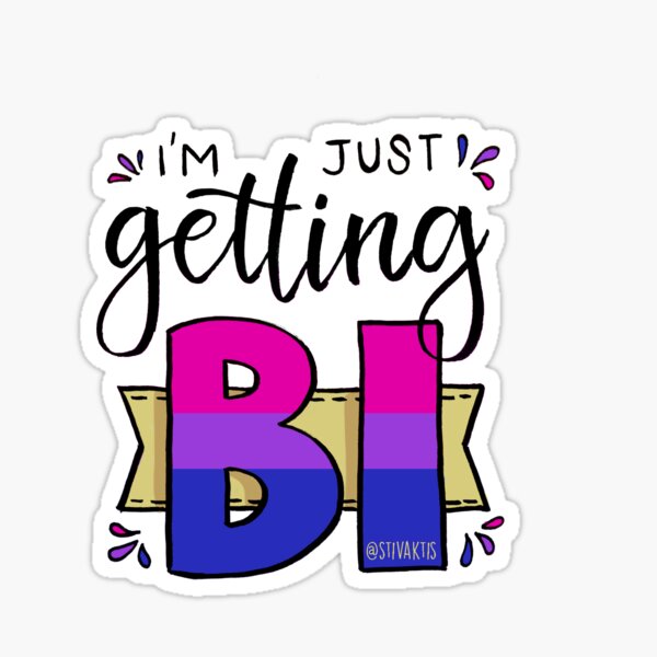 "Getting Bi" Sticker for Sale by optimisteve | Redbubble