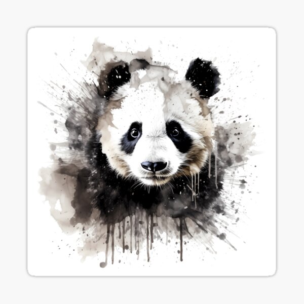 "Panda Sketch With Ink Splash Effect" Sticker for Sale by Amberjays ...