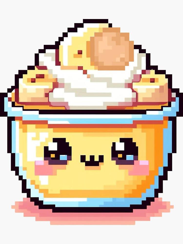 "Cute Banana Pudding pixel art" Sticker for Sale by Vibrantpixel47 ...
