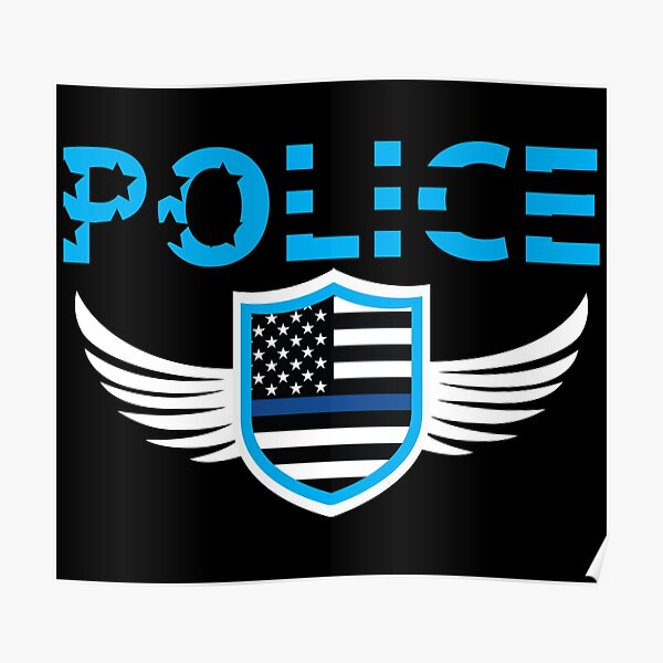 "Police Angel Wings Thin Blue Line Badge Protect" Poster by Bronby ...