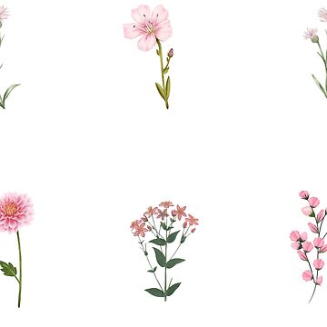 "Flower Garden Sticker, Pink Flowers Stickers Pack" Sticker for Sale by ...