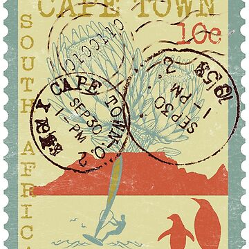 "Cape Town, South Africa Travel Destination Postage Stamp " Sticker for ...