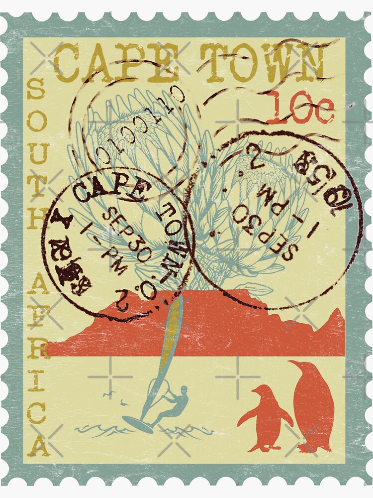 "Cape Town, South Africa Travel Destination Postage Stamp " Sticker for ...