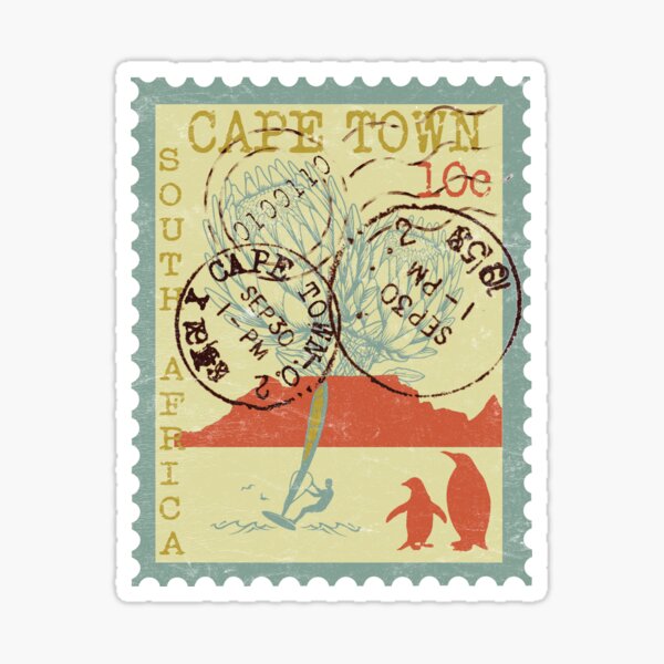 "Cape Town, South Africa Travel Destination Postage Stamp " Sticker for ...