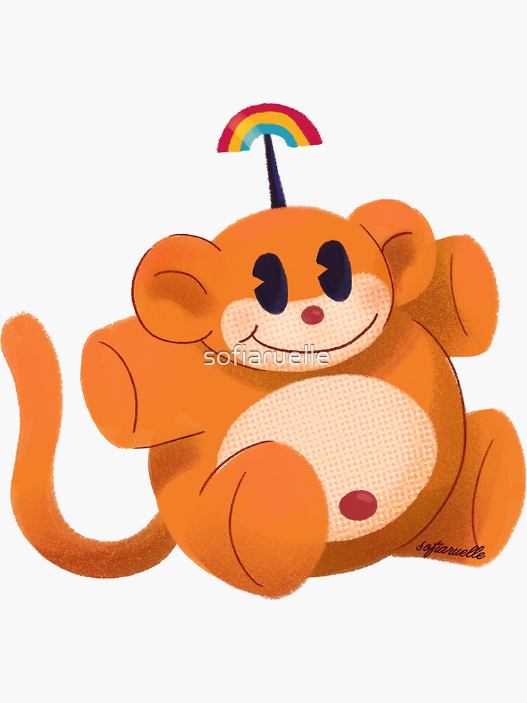 "Rainbow Monkey in Orange" Sticker for Sale by sofiaruelle | Redbubble